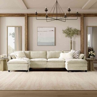 Vicente 142"W Modern Elephant Ear-shaped Armrests Sectional Sofa by HULALA HOME - Bed Bath ...